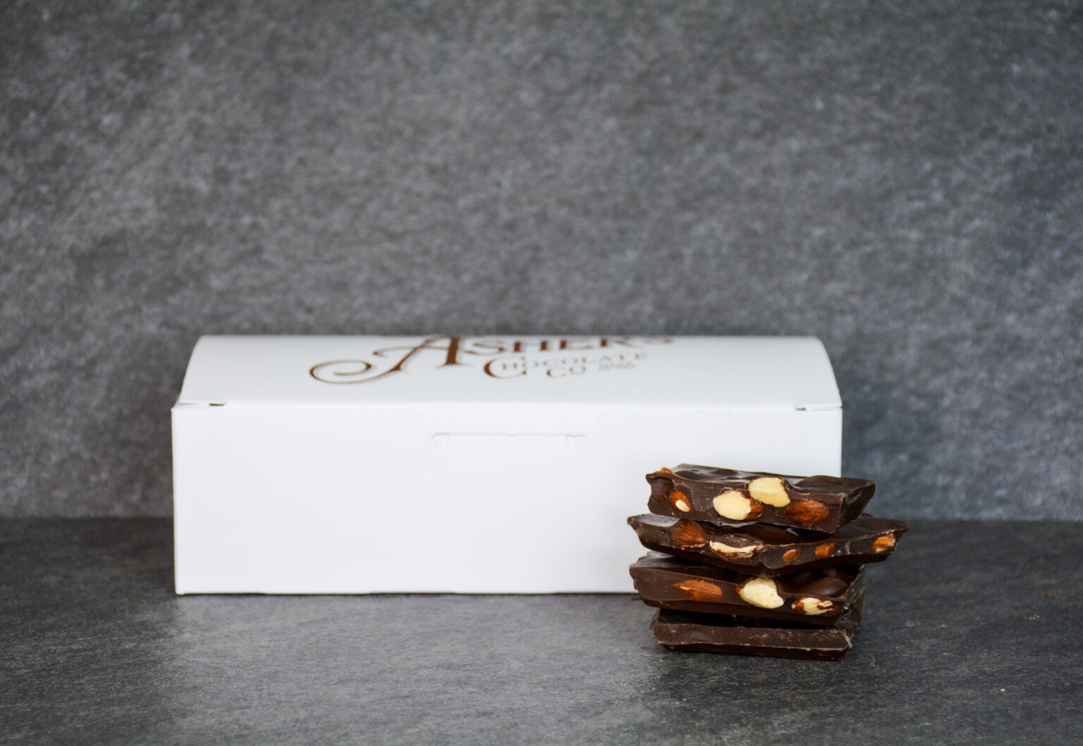 Dark Chocolate Almond Bark - 1lb. Box - Asher's Chocolate Co.