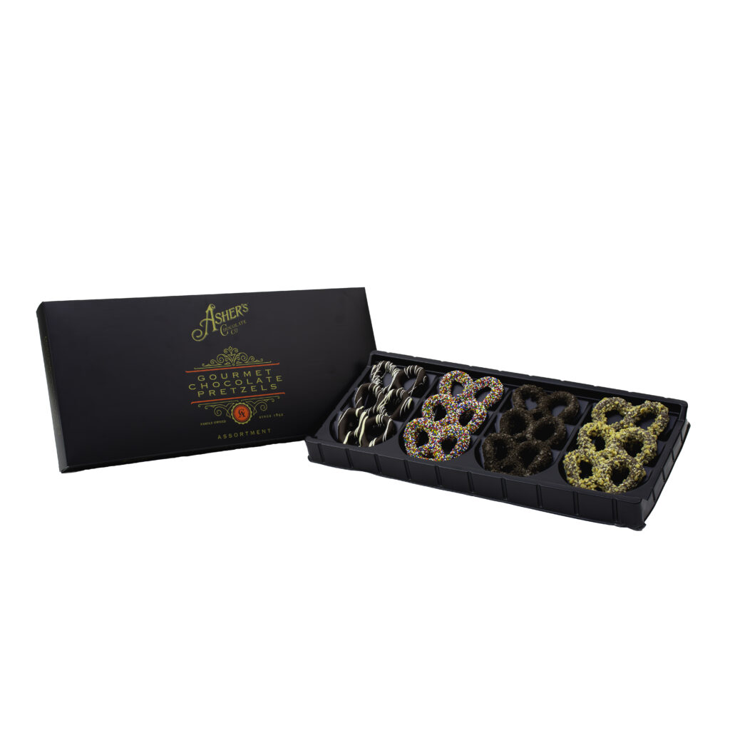 Assorted Gourmet Chocolate Covered Pretzel Box | Asher's Chocolate Co.