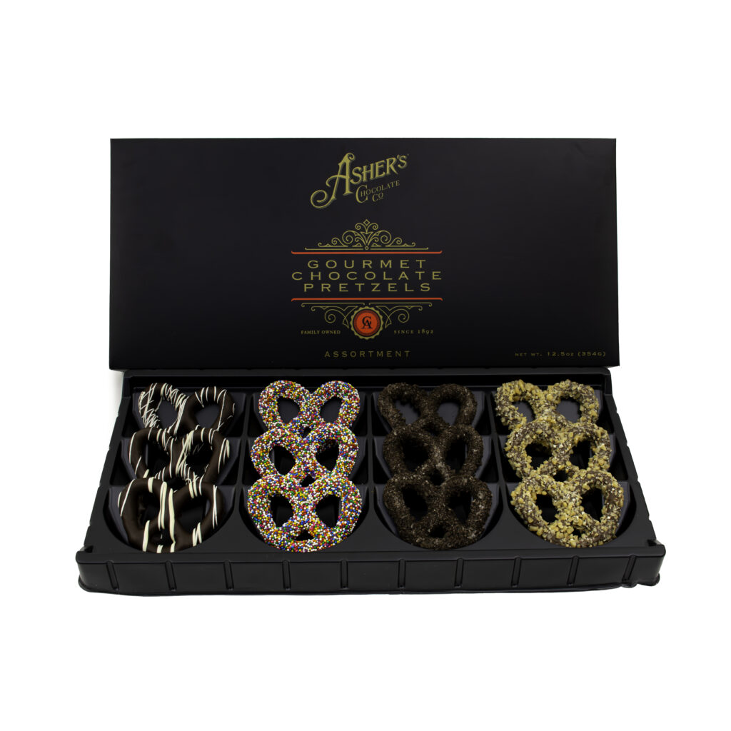 Assorted Gourmet Chocolate Covered Pretzel Box | Asher's Chocolate Co.